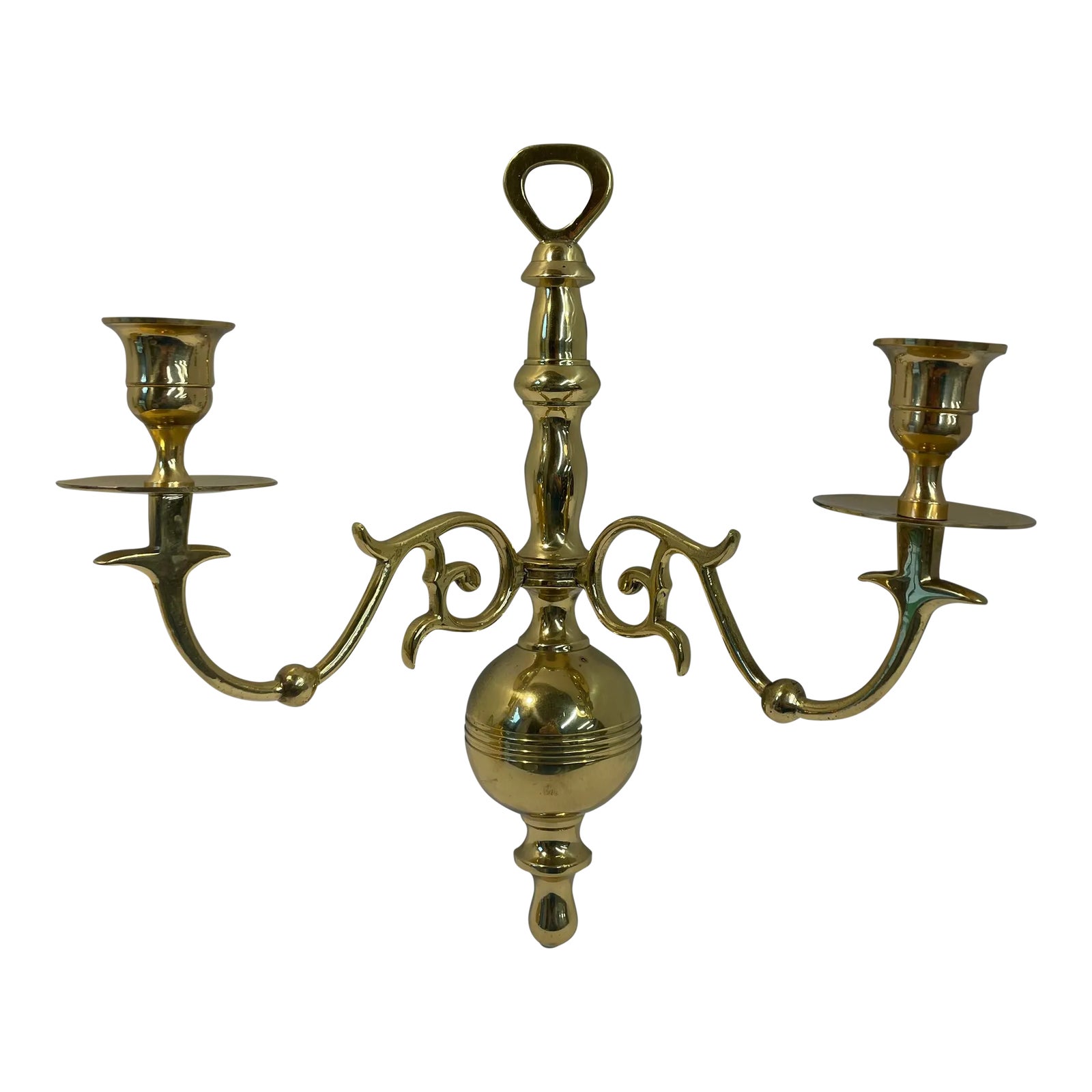 Vintage Brass Two Arm Candle Wall Sconce | Chairish