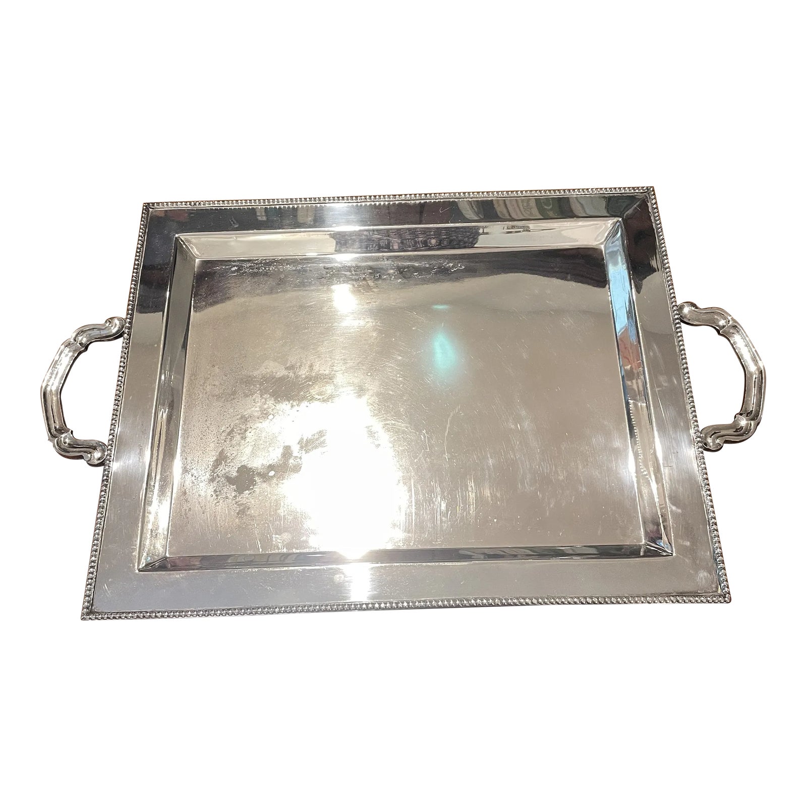 Vintage Large Silver Plate Over Copper Butlers Serving Tray With ...