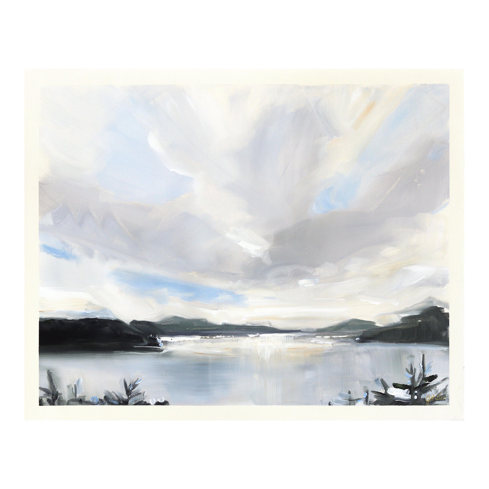 Landscape Study 251 - Moody Grey Mixed Media Painting on Canvas Paper ...