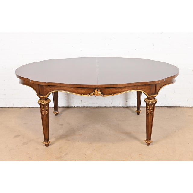 Karges French Regency Louis XVI Burled Walnut and Gilt Wood Extension ...