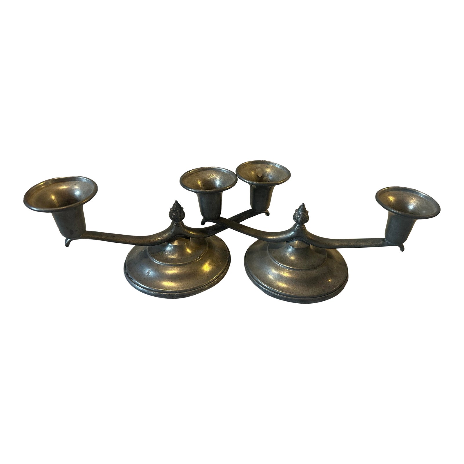 Set of 2 Pilgrim Pewter Candelabras, Early 20th Century | Chairish