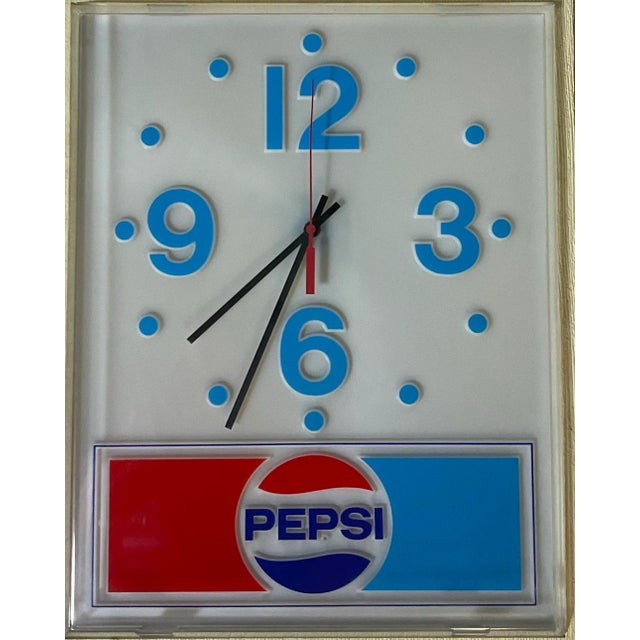 Vintage Lighted 1970s Pepsi Electric Sign Advertisement Wall Clock ...