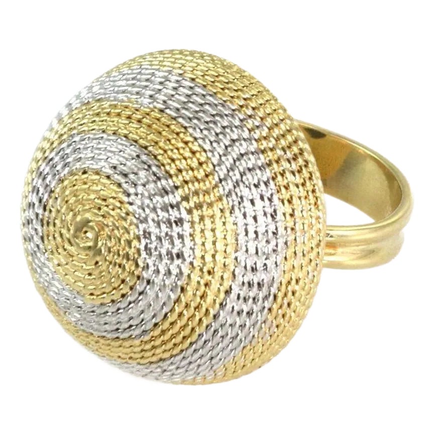 Lovely 18k Two Tone Gold Fine Wire Design Dome Ring Size 6.75 | Chairish