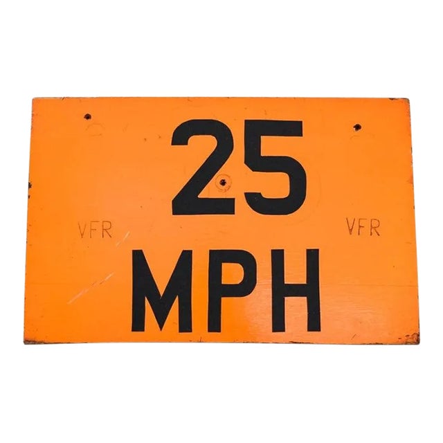 Vintage Industrial Orange Speed Limit 25 Street Sign | Chairish