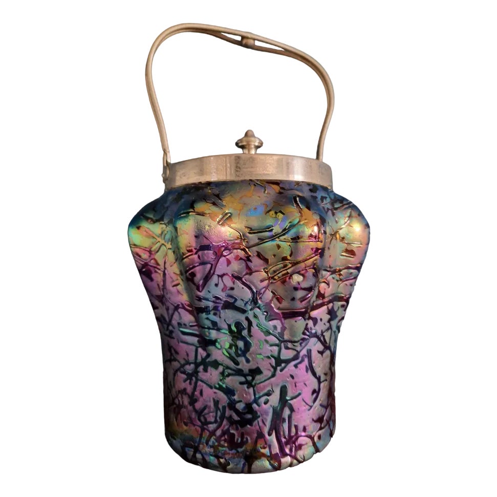 Art Nouveau Kralik Biscuit Barrel with Decor Bacillus, 1900s | Chairish