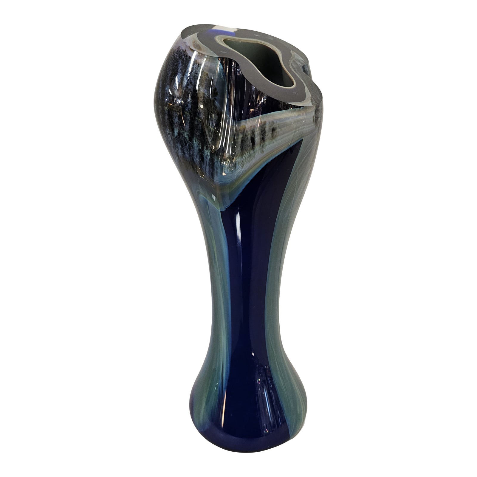Contemporary Hand Blown Abstract Art Glass Vase | Chairish