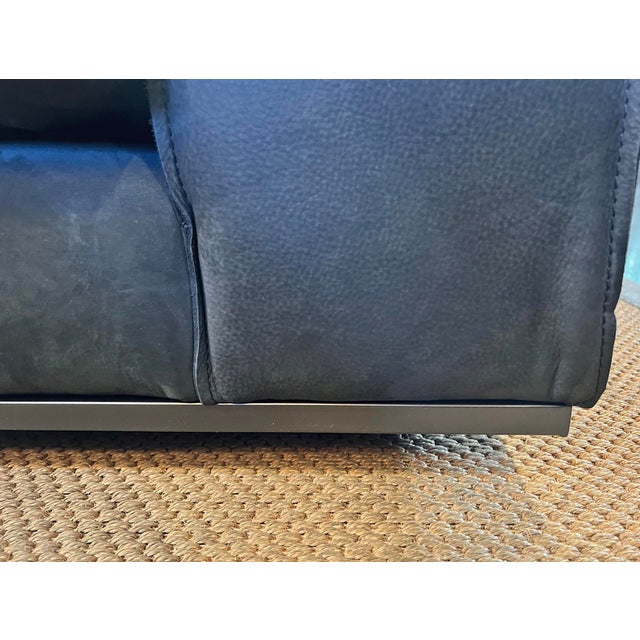 Slate Grey Nubuck Leather Sofa | Chairish