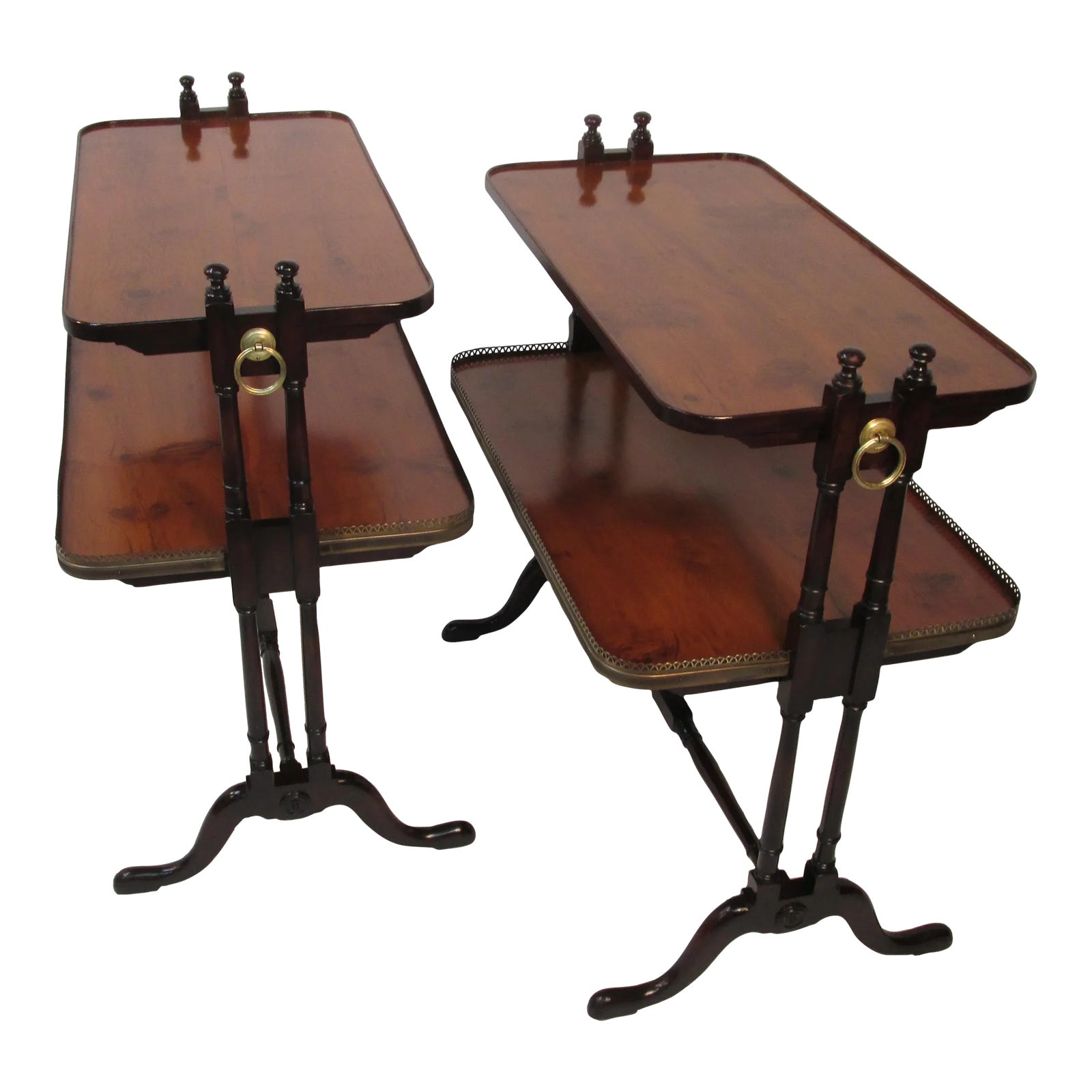 1940s Matched Pair of End Tables, Mahogany and Yew Wood by Old Colony ...