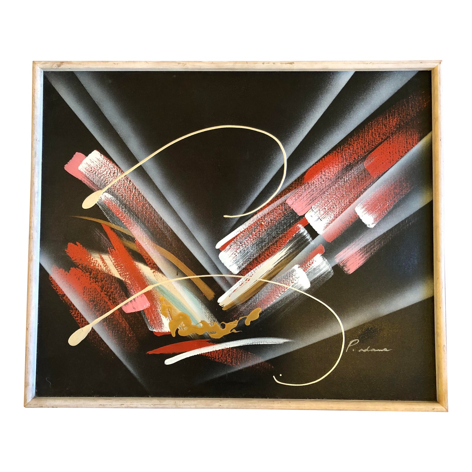 1990s Black and White Post Modern Abstract Painting | Chairish