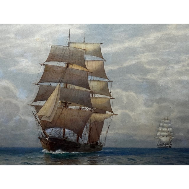 Circa 1900 Marine Watercolour Painting of a Barque Sailing Ship by ...