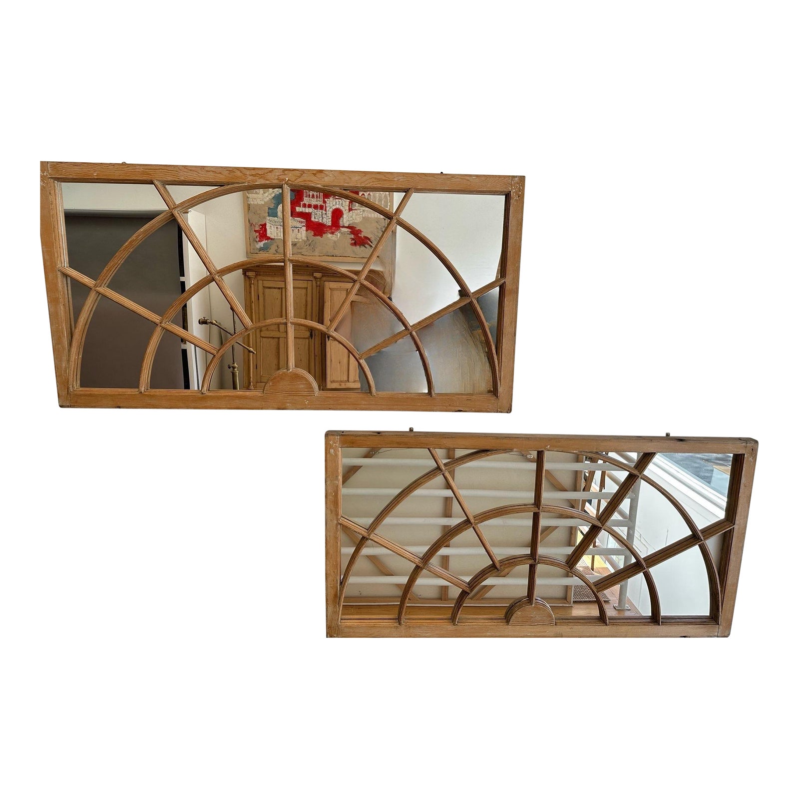 Pair of Antique Georgian Styled Transom Windows Converted to Mirrors ...
