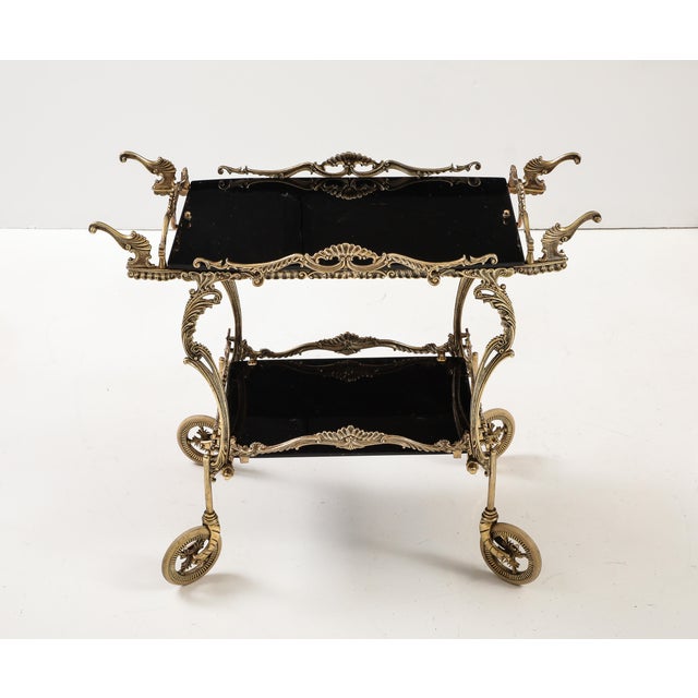 1940's French Baroque Two Tier Bar Cart | Chairish