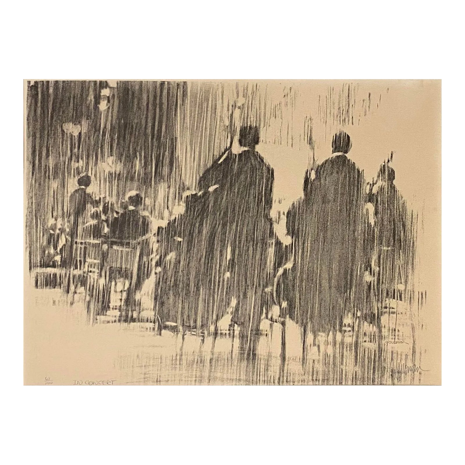 Edna Glaubman Lithograph Titled "In Concert", Miami Florida Modern ...