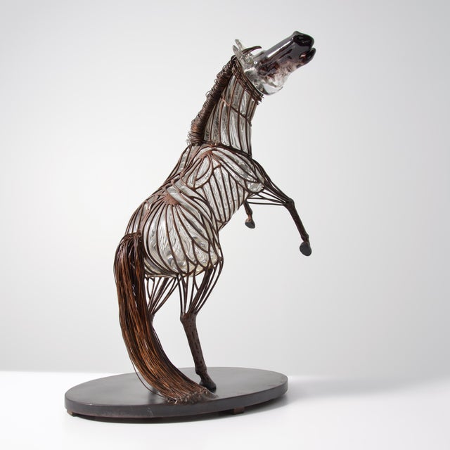 David Bennett Steel Rearing Horse Sculpture | Chairish