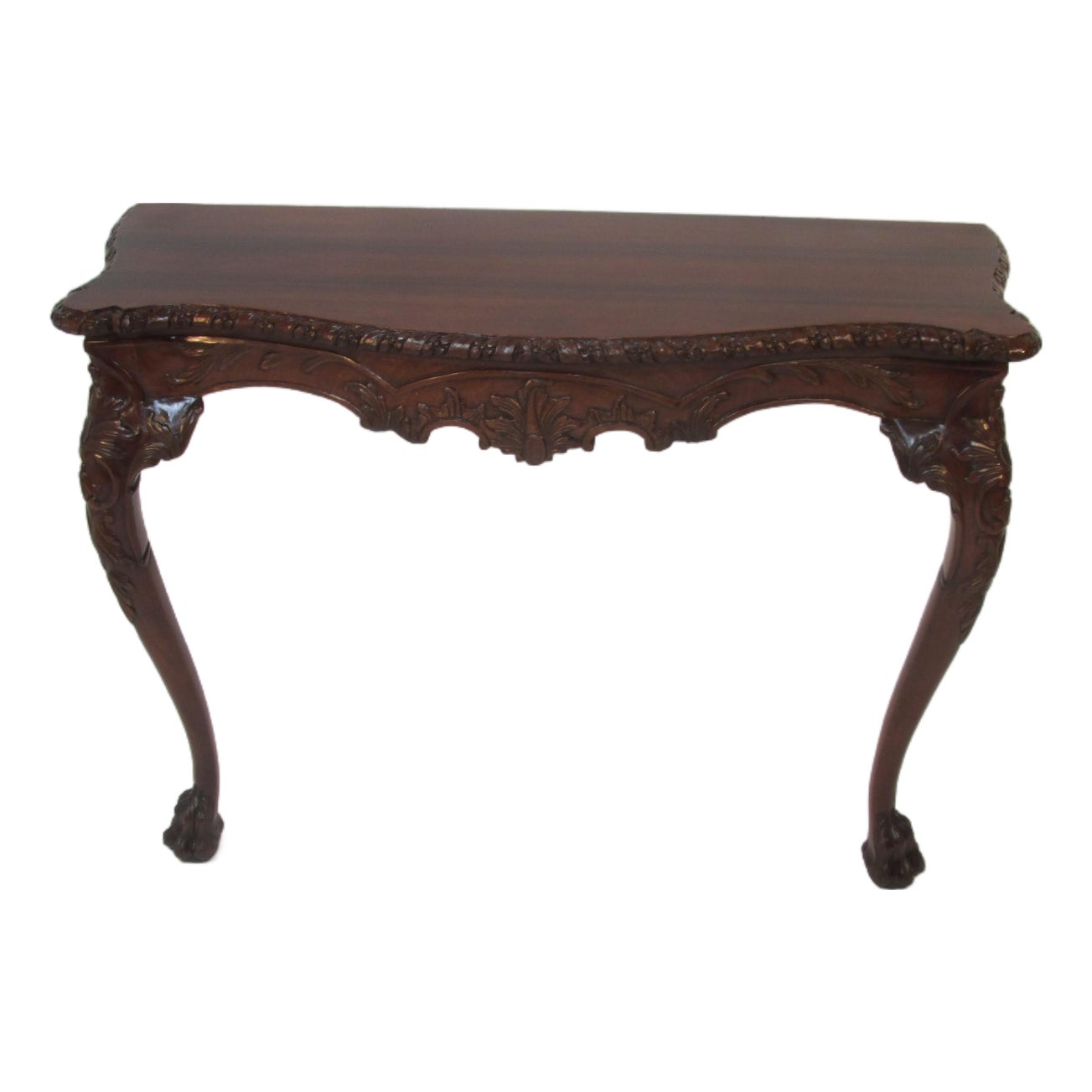 1940s Solid Mahogany and Rosewood Half Console Table | Chairish