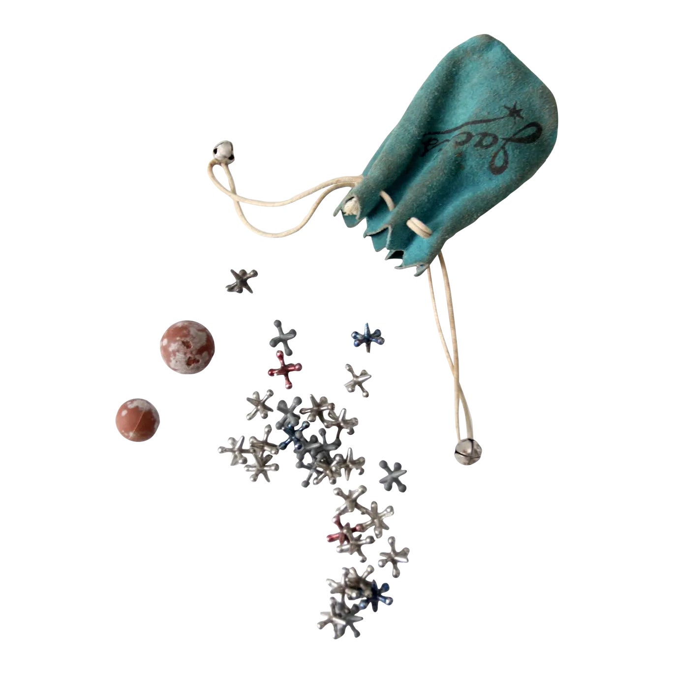 Vintage Jacks Game With Drawstring Bag | Chairish