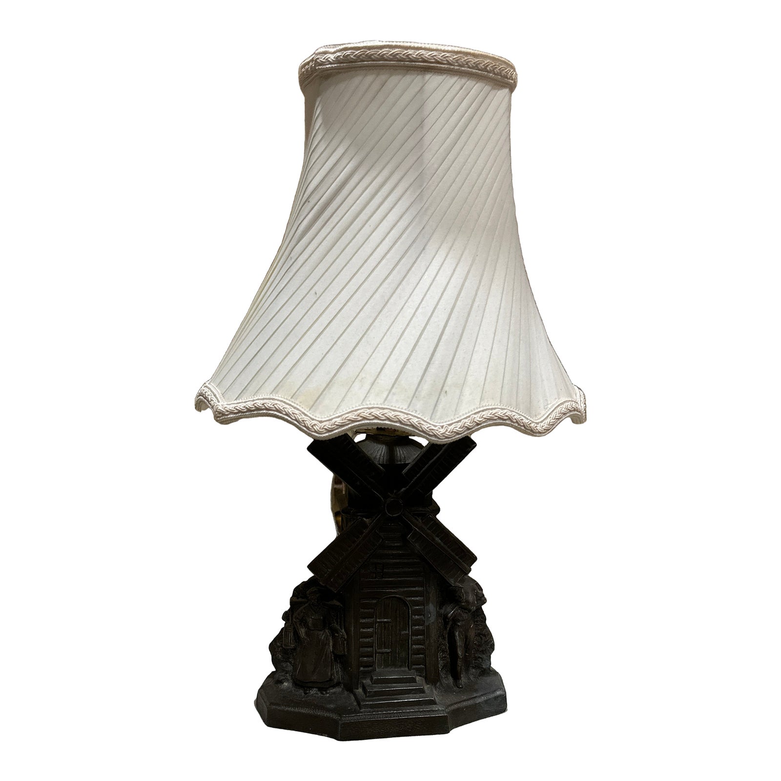 1970s Small Vintage Metal Windmill Style Lamp With Shade | Chairish