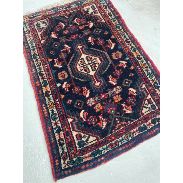 1950s Vintage Navy Tribal Rug| 2 x 3 | Chairish