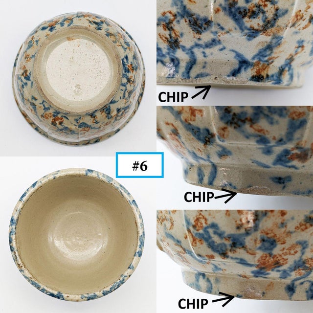 Antique Red Wing Spongeware Paneled Stoneware Nesting Bowls Set of ...