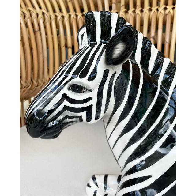 Large Mid Century Ceramic Zebra | Chairish