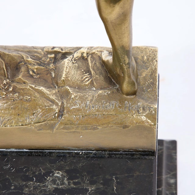 Art Deco Gilt Bronze Archer Sculpture on Black Marble Base by Otto ...