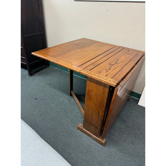 Vintage Oak Drop Leaf Wooden Table | Chairish