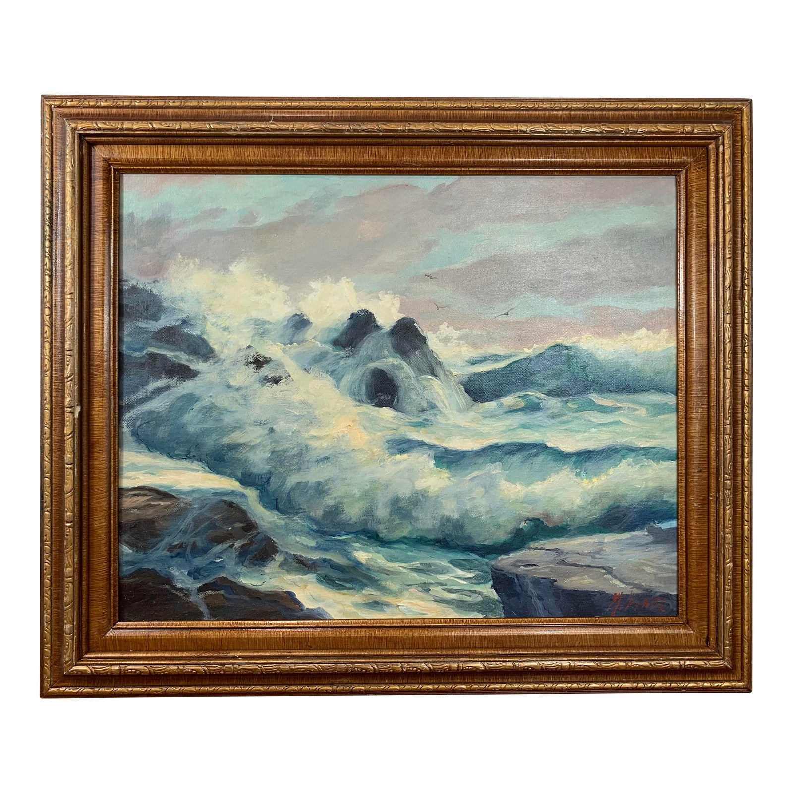1963 “Cape Storm” Expressionist Seascape Oil Painting by Malcolm Waite ...