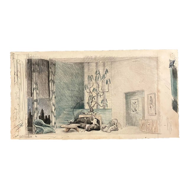 1940’s Original Noel Coward Design for Living Set Design Ink/Pastel ...