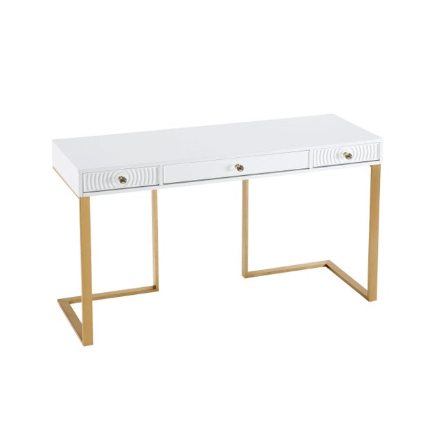 Janie White Lacquer Desk | Chairish