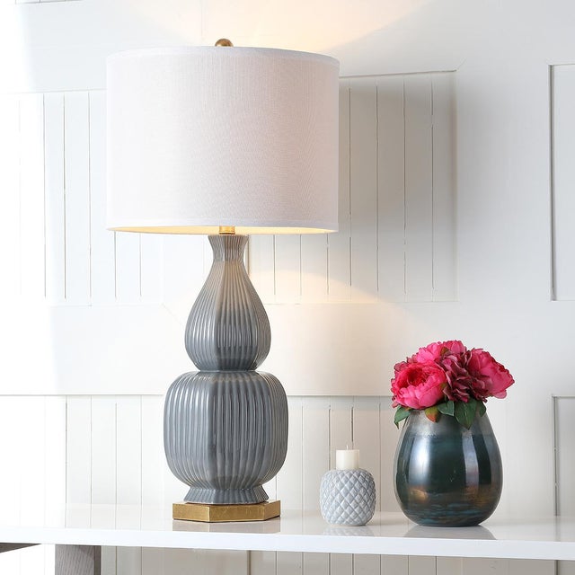 31.5 Inch H Contemporary Ceramic Base Table Lamp in Grey - a Pair ...