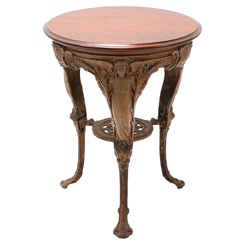 Victory Cast Iron Pub Table with Padouk Top, 1900s | Chairish