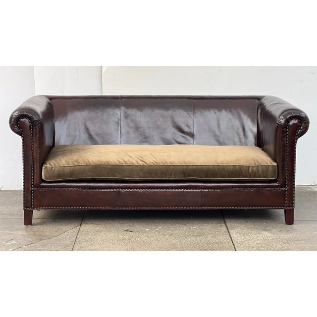 Ralph Lauren Brompton 3-Seat Vintage Dark Mahogany Leather Sofa. | Chairish