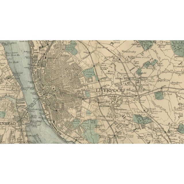 Antique Map of Liverpool and Environs, 1885 | Chairish