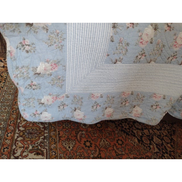 Vintage 1990s Floral Scalloped Edge Twin Size Quilt | Chairish