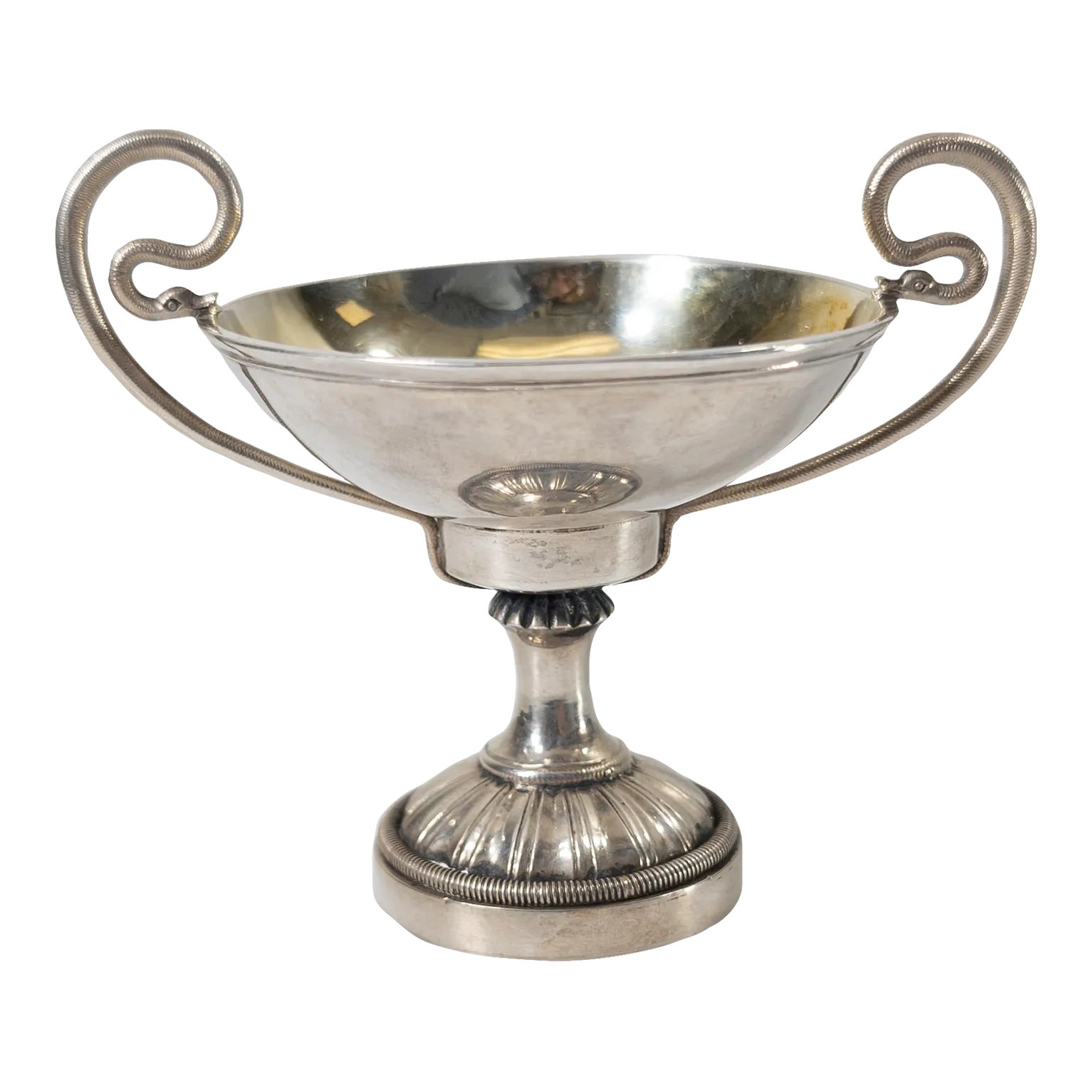19th Century German .812 13 Loth Silver Salt Cellar With Snake Handles ...