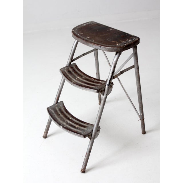 Vintage Metal Folding Step Ladder | Chairish