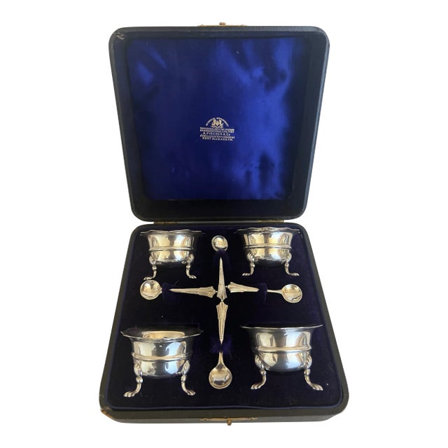 English Sterling Salt Cellar Set in Box by William Devenport- Set of 8 ...