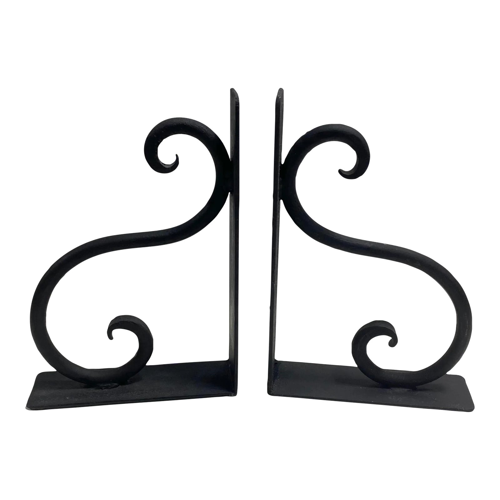 1970s Wrought Iron Bookends Scrolled S-Shaped Set of 2 | Chairish