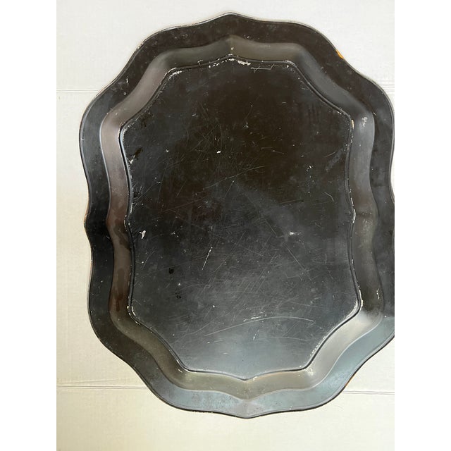 Large Vintage Tole Tray With Autumn Flowers | Chairish