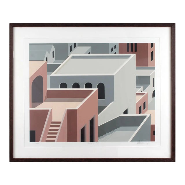2000s "Complex City" Op Art Architectural Signed Limited Edition ...
