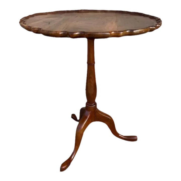 Mid 20th Century Queen Anna Style Solid Walnut Pie Crust Tea Table ...