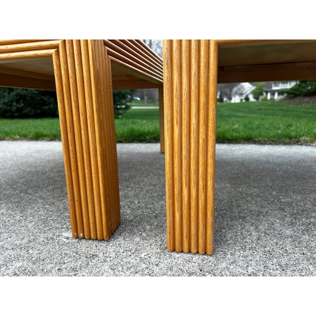 1980s Mid Century Modern Blonde Low Parsons Style Parquet End Tables by ...