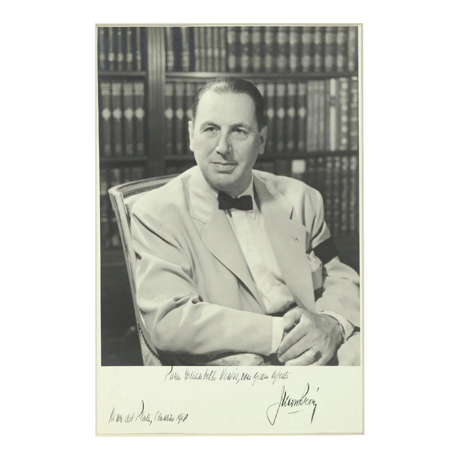 Autographed Black & White Photograph Portrait of Juan Perón, for ...