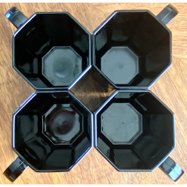 Arcoroc Black French Octagonal Glass Mugs, Set of 4 (France) | Chairish