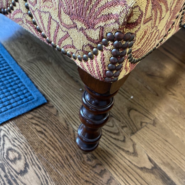 English Traditional Gold Upholstered Ottoman | Chairish