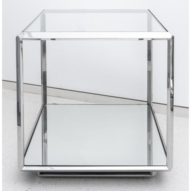 Modern Minimalist Cube Chromed Metal Side Table | Chairish