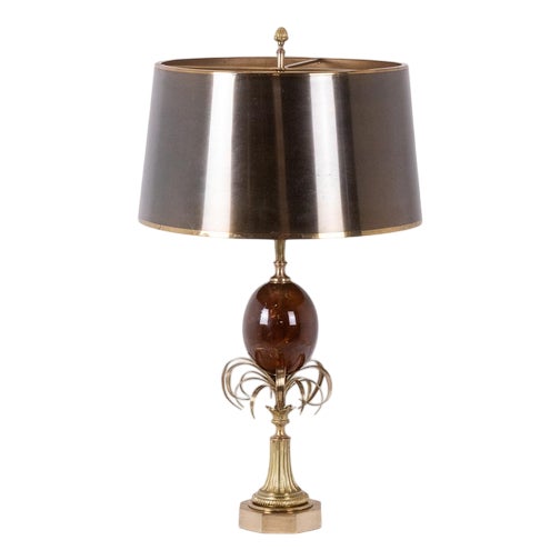 Vintage Egg Lamp in Fractal Resin and Bronze from Maison Charles, 1970 ...