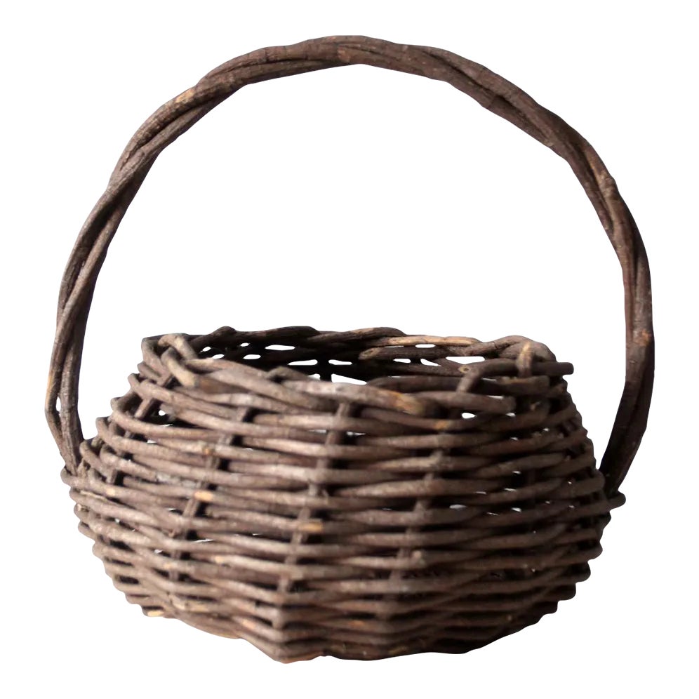 Vintage Rustic Wicker Basket | Chairish