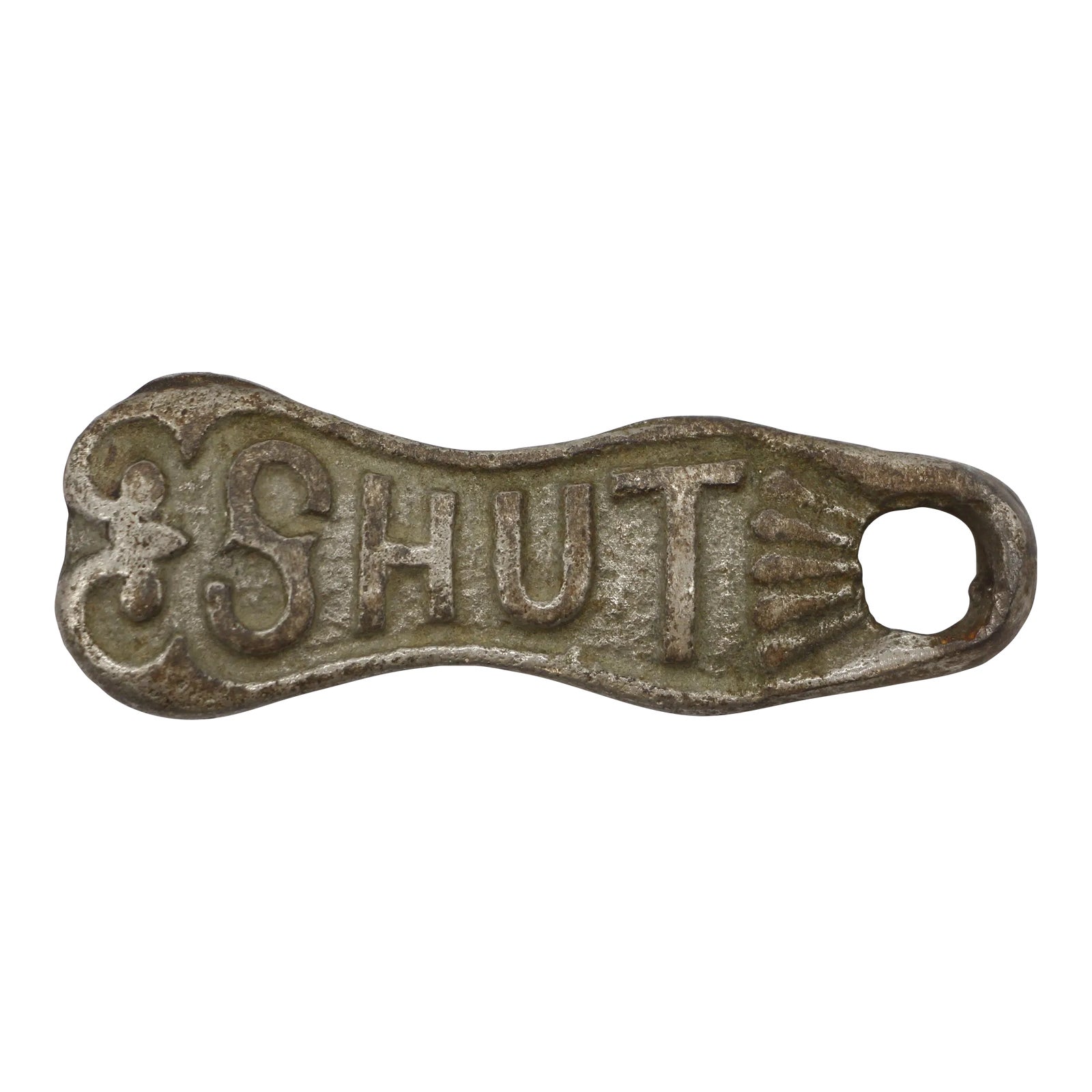 Late 20th Century Cast Iron Double Sided "Shut" Door Plate | Chairish