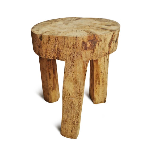 Contemporary Rustic Naga Three Leg Wood Table | Chairish